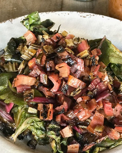 Charred Chard Salad with Sriracha Vinaigrette melissa cook ston