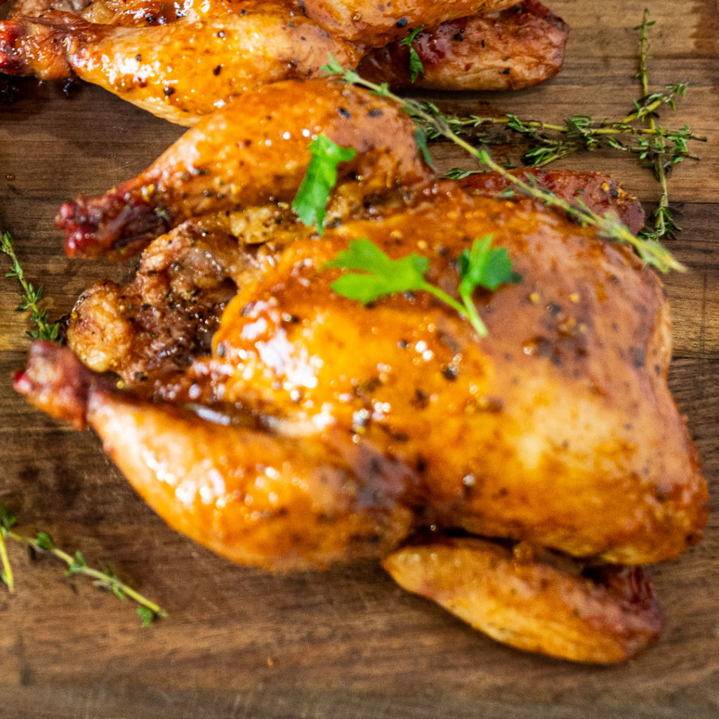 Smoked Cornish Game Hens with Peach Glaze - Melissa Cookston