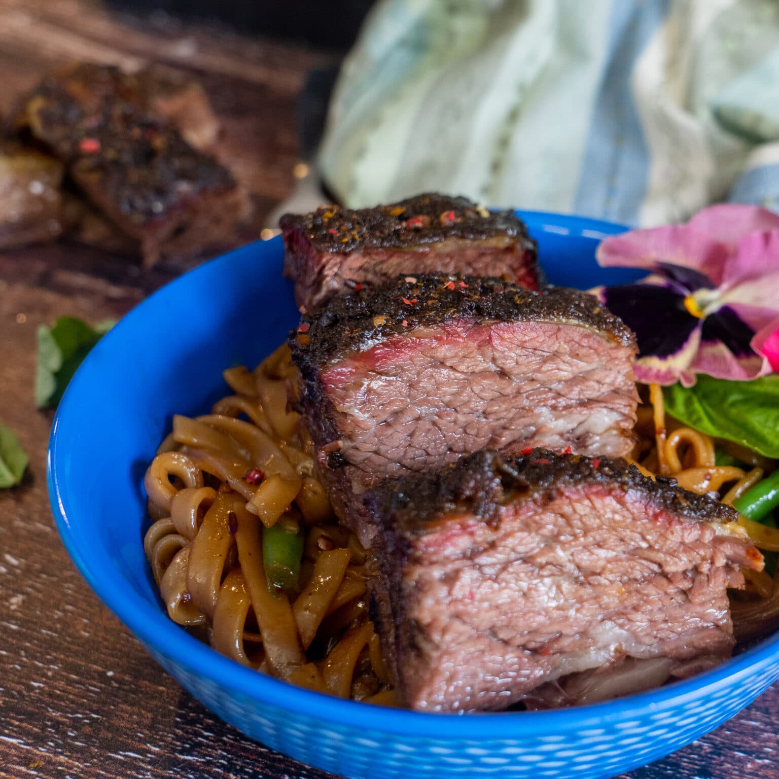 Sticky Smoked Dinosaur Ribs with Udon - Melissa Cookston